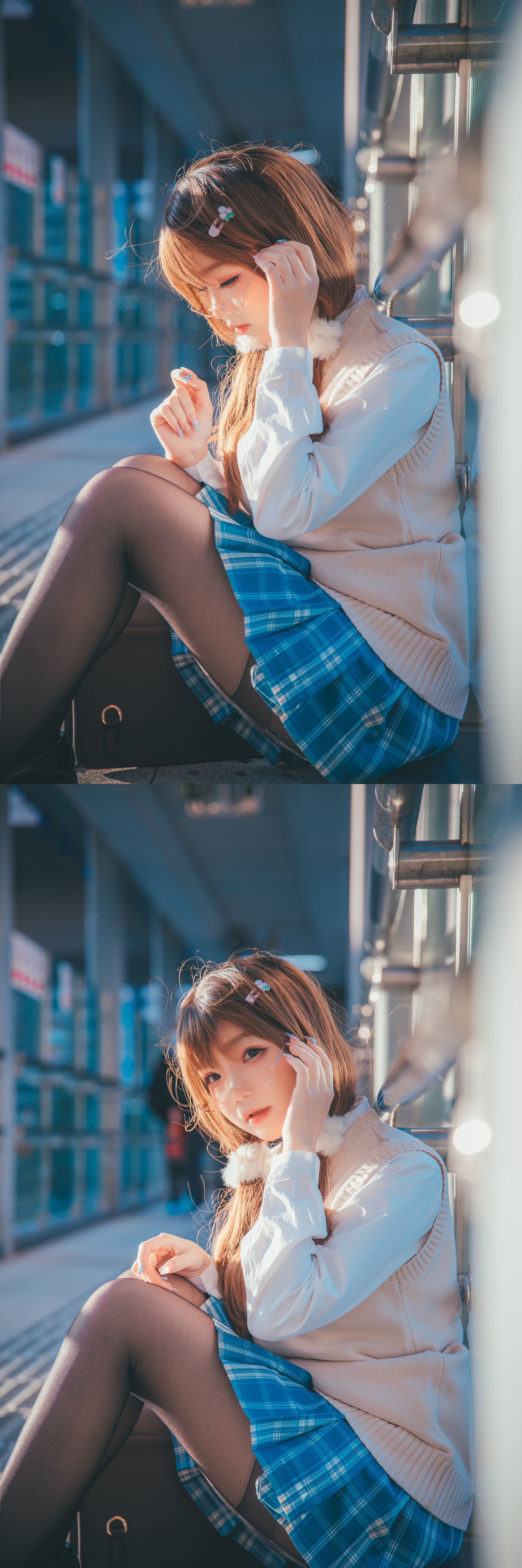 [福利COS] 动漫博主雪晴Astra - JK夕阳（25P）-爱变色