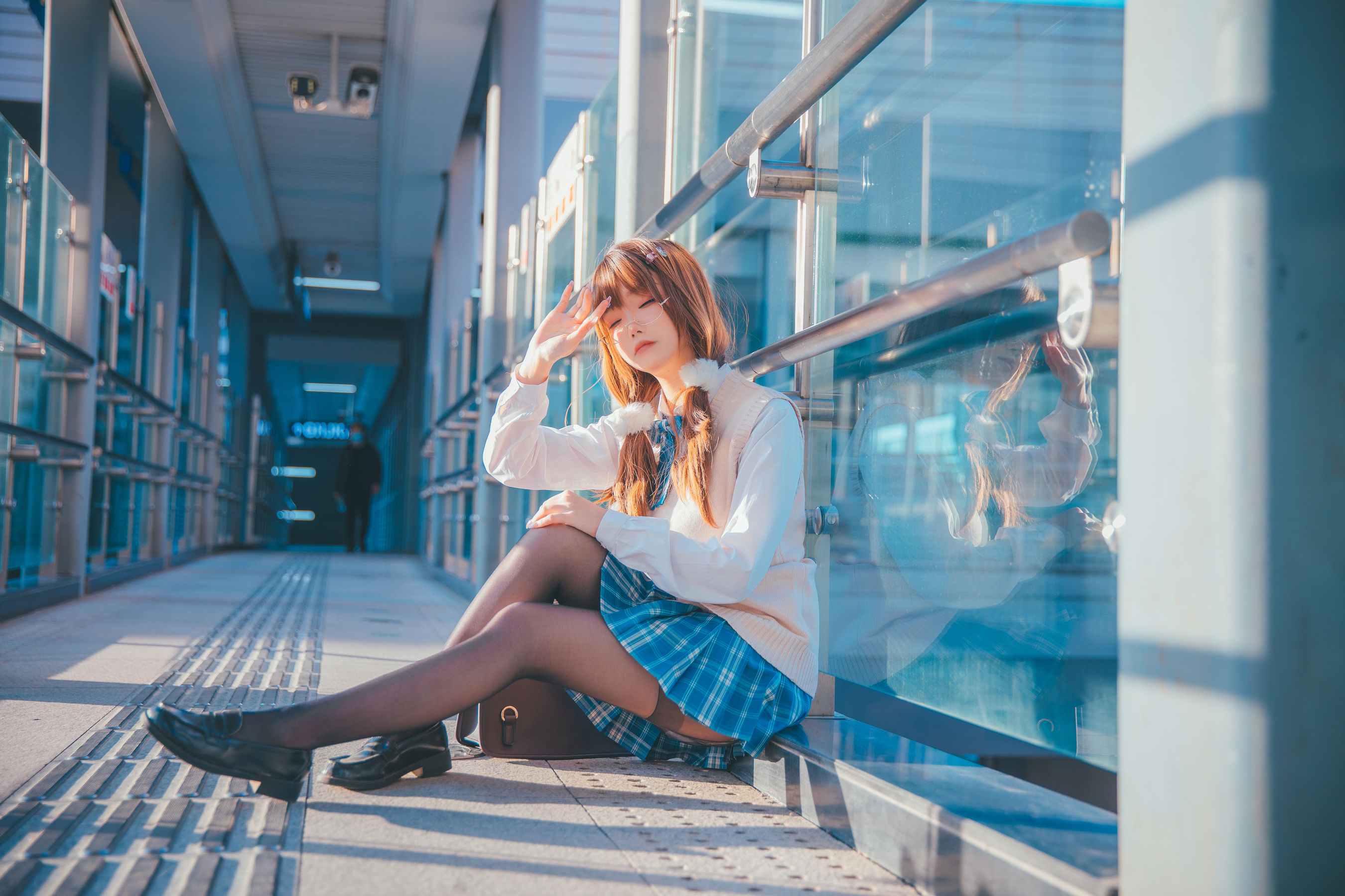 [福利COS] 动漫博主雪晴Astra - JK夕阳（25P）-爱变色