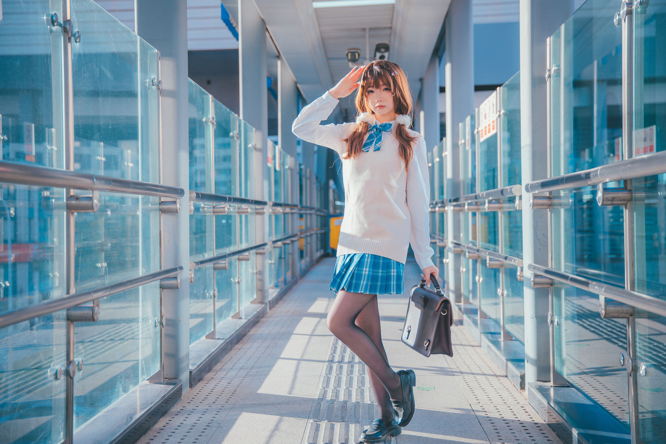 [福利COS] 动漫博主雪晴Astra - JK夕阳（25P）-爱变色